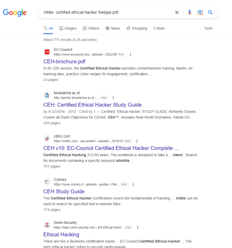 Footprinting Through Search Engines